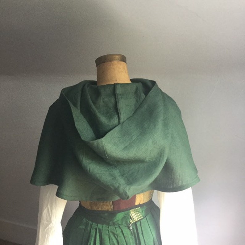 Ladies linen medieval hooded mantle hood short cape capelet | Etsy