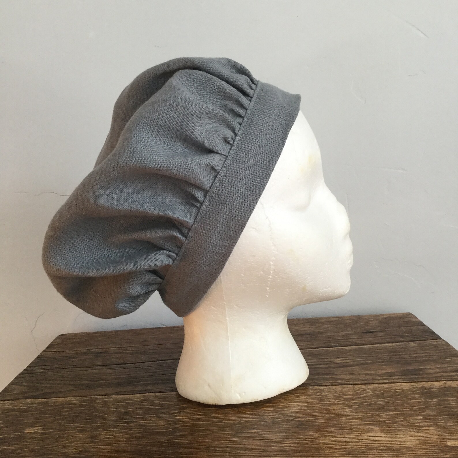 Renaissance muffin cap hat medieval caul gray linen | Etsy