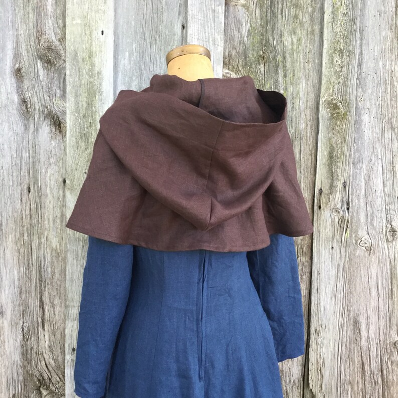 Ladies Linen Medieval Hooded Mantle Hood Short Cape Capelet -ready to ...