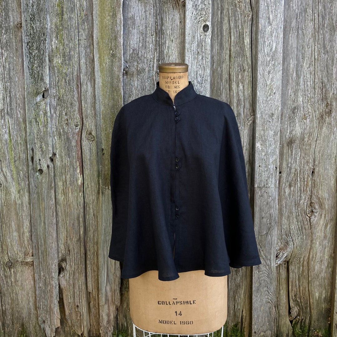 Ladies Linen Medieval Victorian Mourning Cloak Mantle Short Cape ...