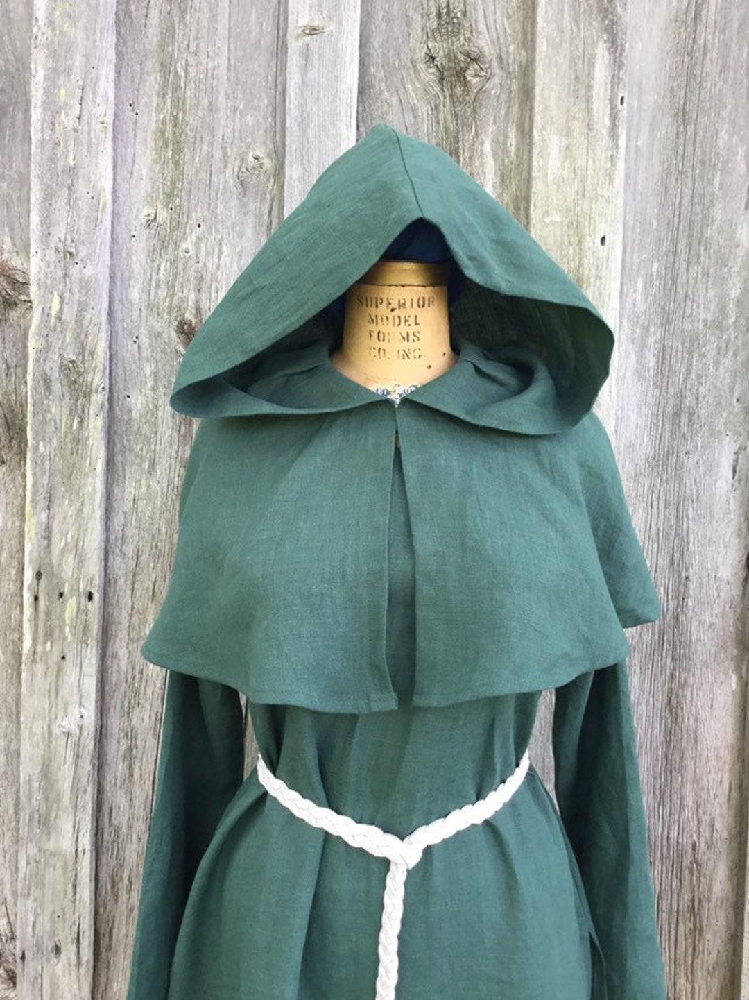 Ladies Linen Medieval Hooded Mantle Hood Short Cape Capelet -ready to ...