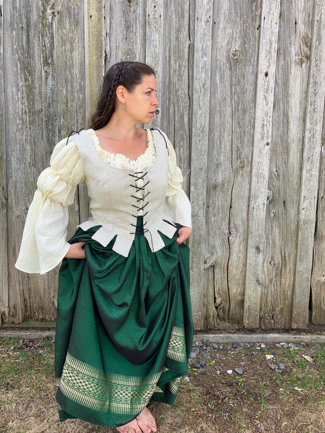 SALE Womens Renaissance Tab Top Style Vest Bodice in Natural Linen for ...