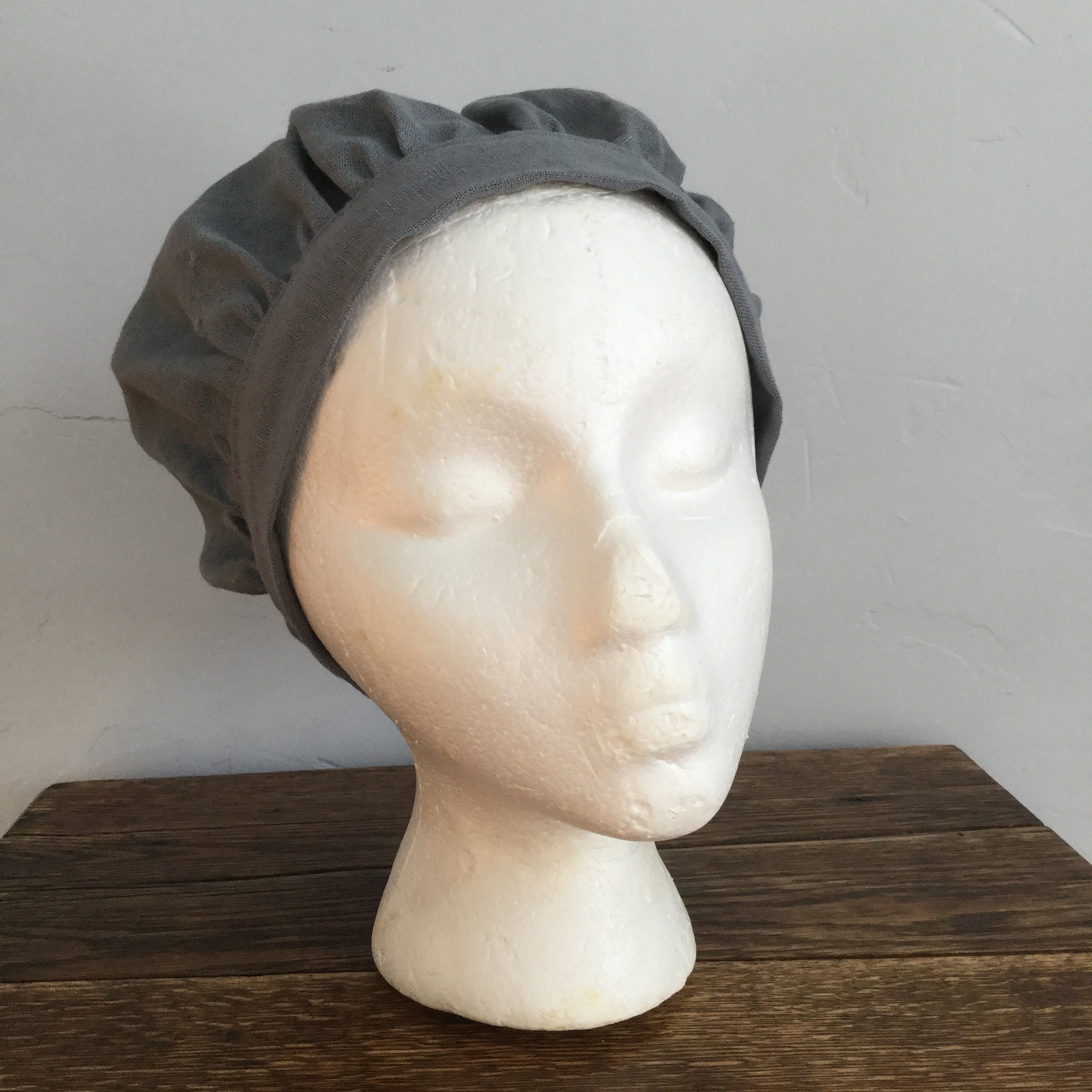 Renaissance muffin cap hat medieval caul gray linen | Etsy