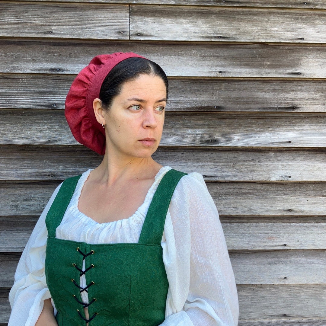 Renaissance Muffin Cap Hat Medieval Caul Black Linen Renaissance Faire ...
