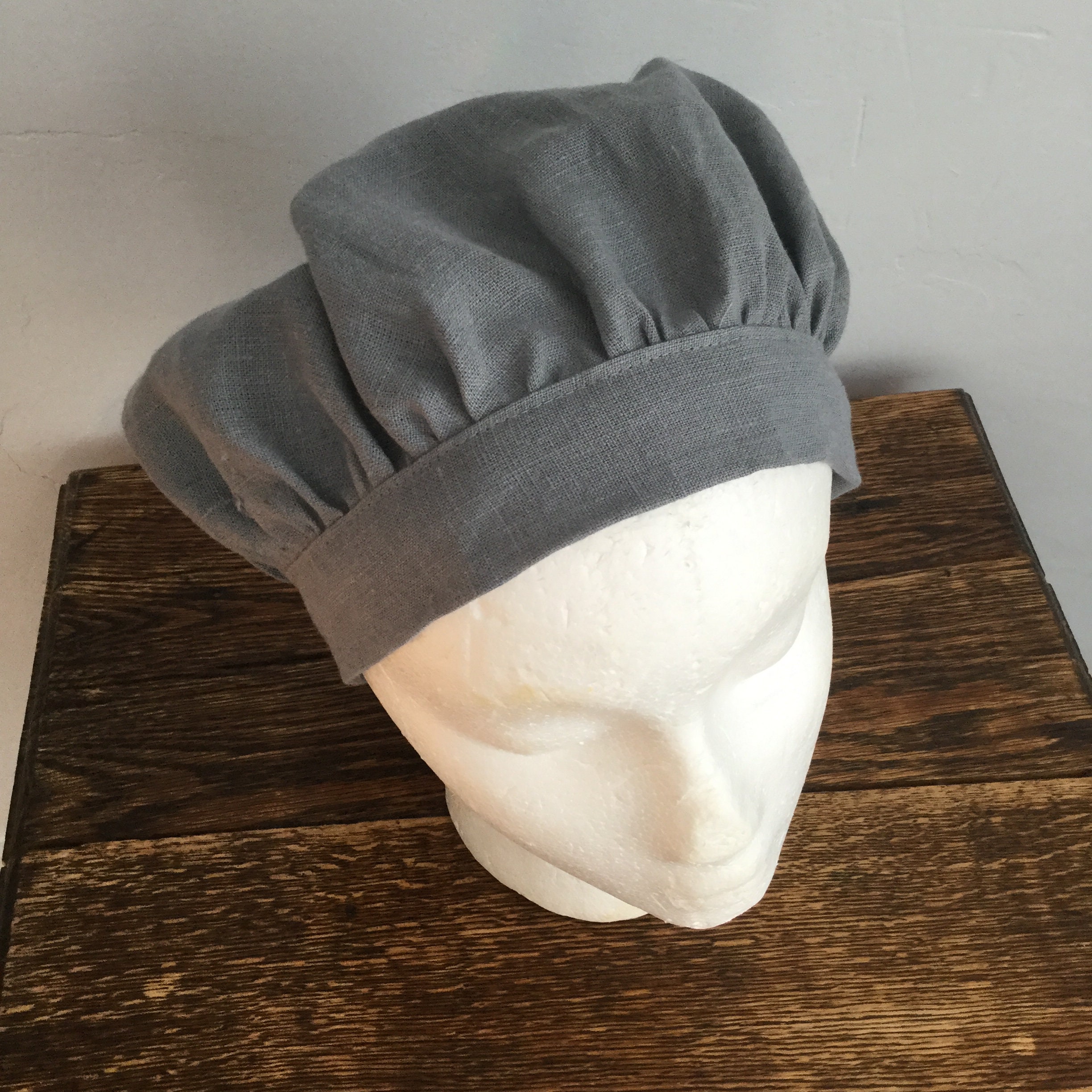 Renaissance muffin cap hat medieval caul gray linen | Etsy