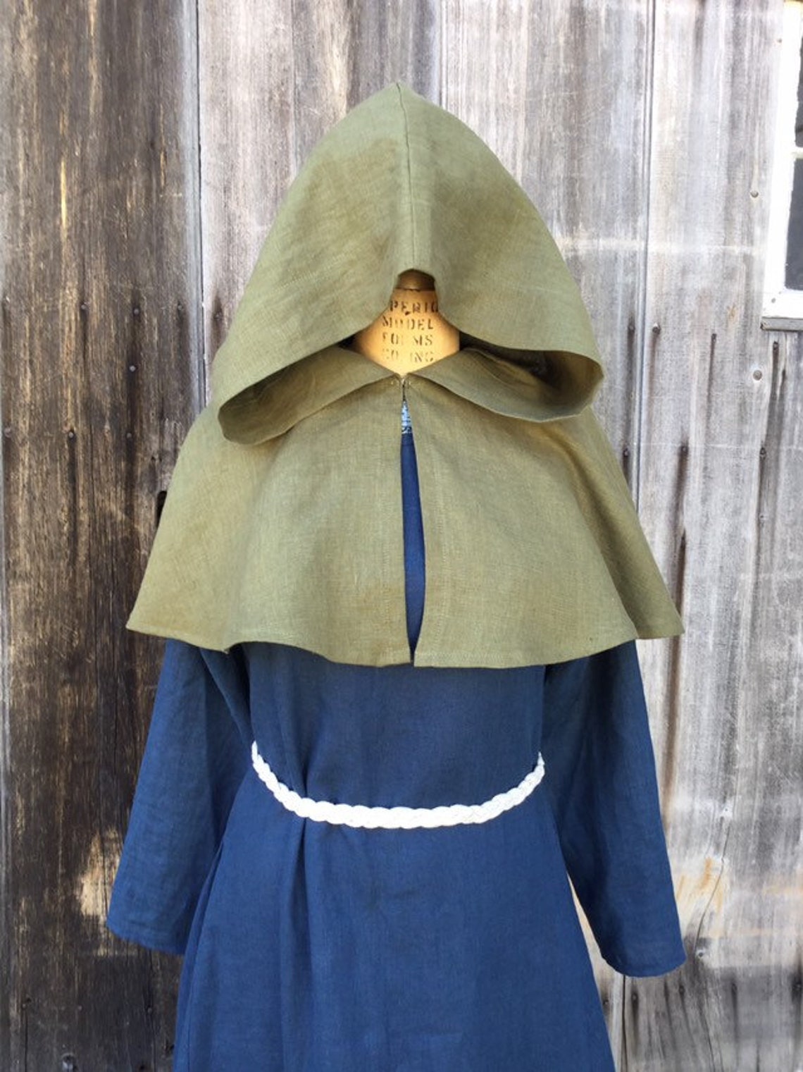 Ladies Linen Medieval Hooded Mantle Hood Short Cape Capelet - Etsy