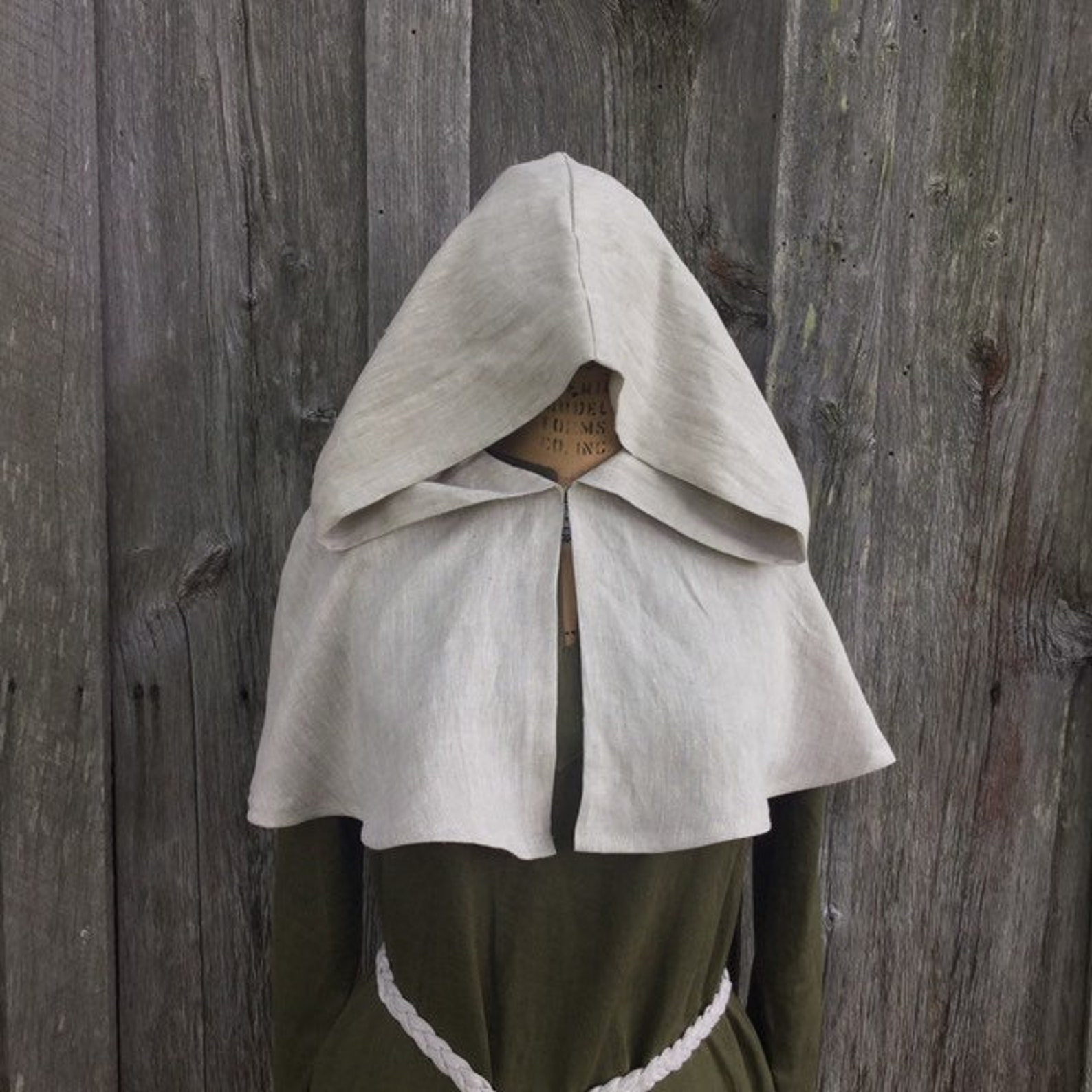 Ladies Linen Medieval Hooded Mantle Hood Short Cape Capelet -ready to ...