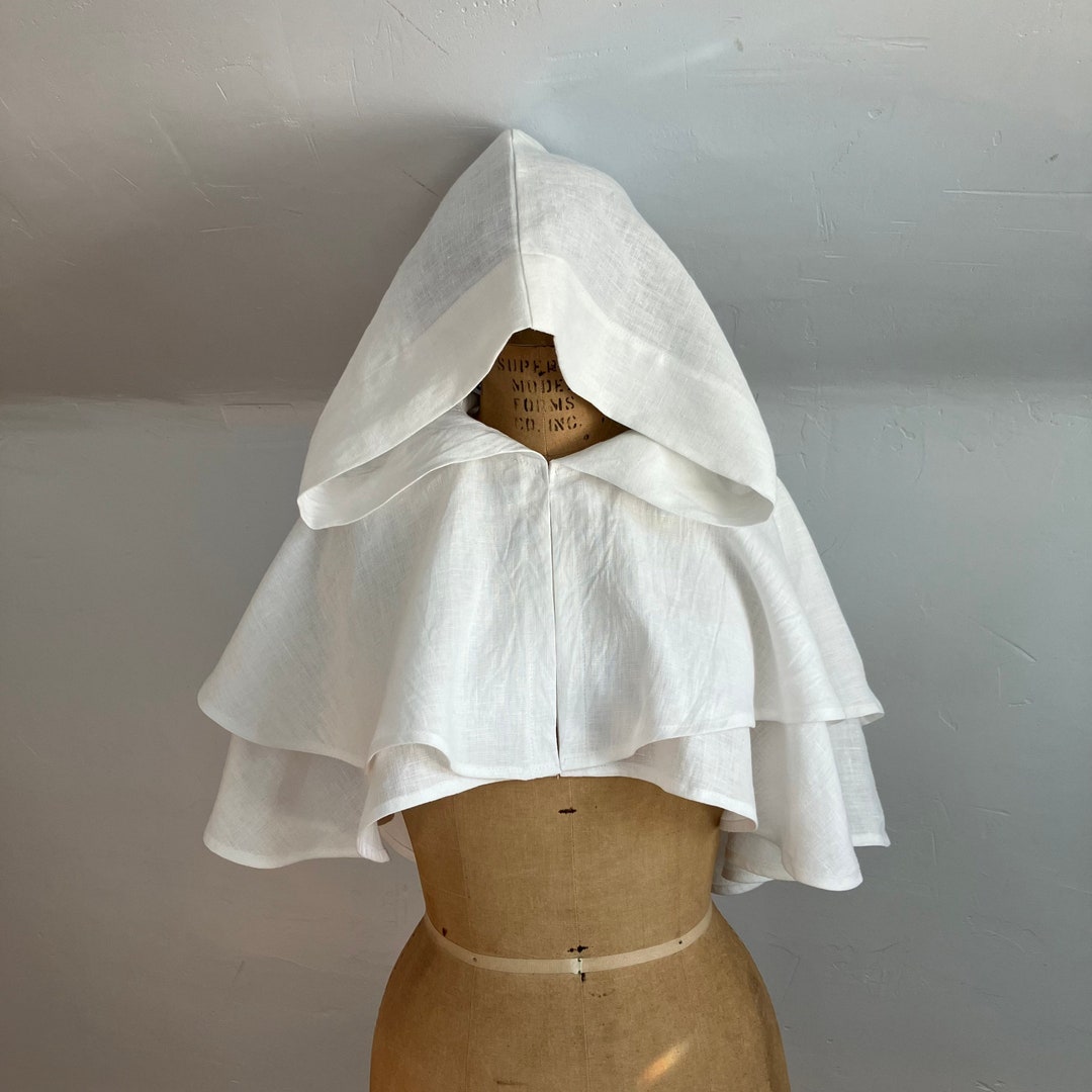 Ladies Linen Medieval Victorian Mourning Cloak Mantle Short Cape ...