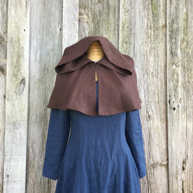 Ladies Linen Medieval Hooded Mantle Hood Short Cape Capelet -ready to ...