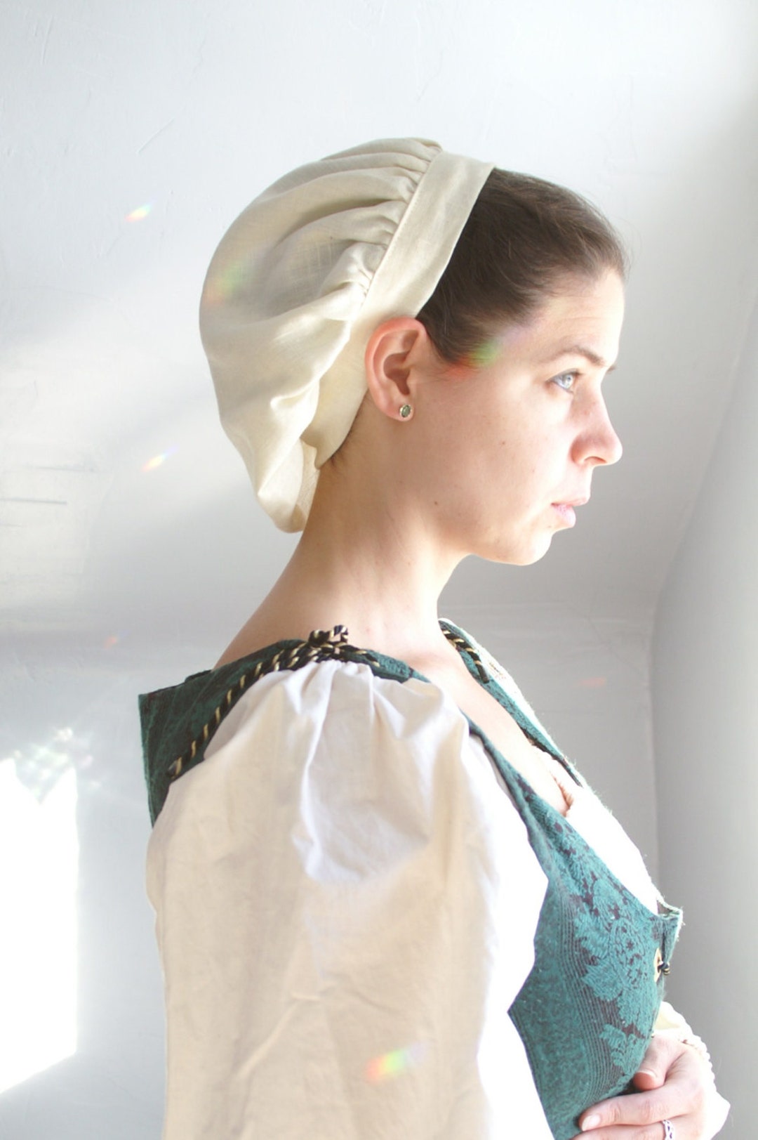 Renaissance Muffin Cap Hat Medieval Caul off White Linen Renaissance ...