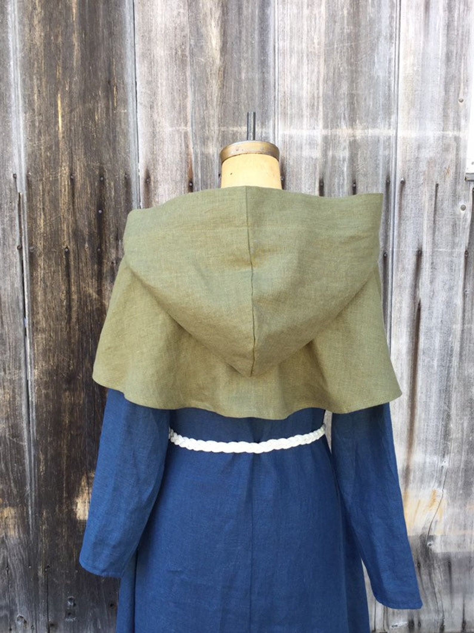 Ladies Linen Medieval Hooded Mantle Hood Short Cape Capelet - Etsy