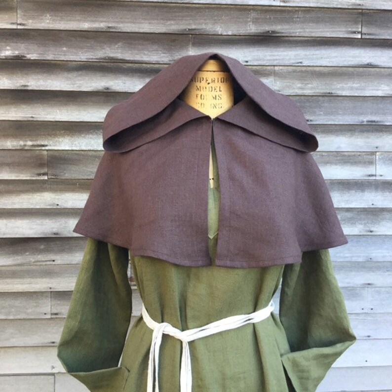 Ladies Linen Medieval Hooded Mantle Hood Short Cape Capelet - Etsy