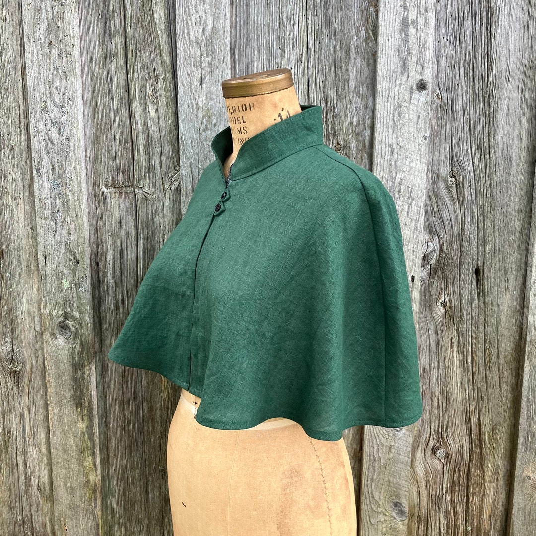 Ladies Linen Medieval Victorian Mourning Cloak Mantle Short Cape ...