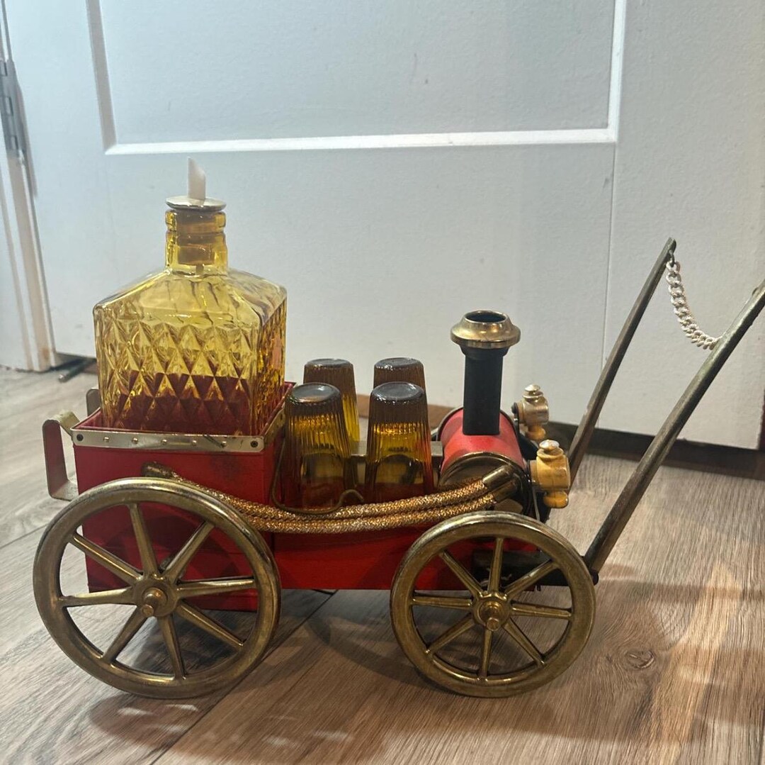 Vintage 1970’s Indiana Glass Co Fire Engine Amber Glass Bar Set - Etsy