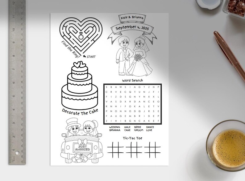 Custom Wedding Reception Kids Activity Sheet - Etsy