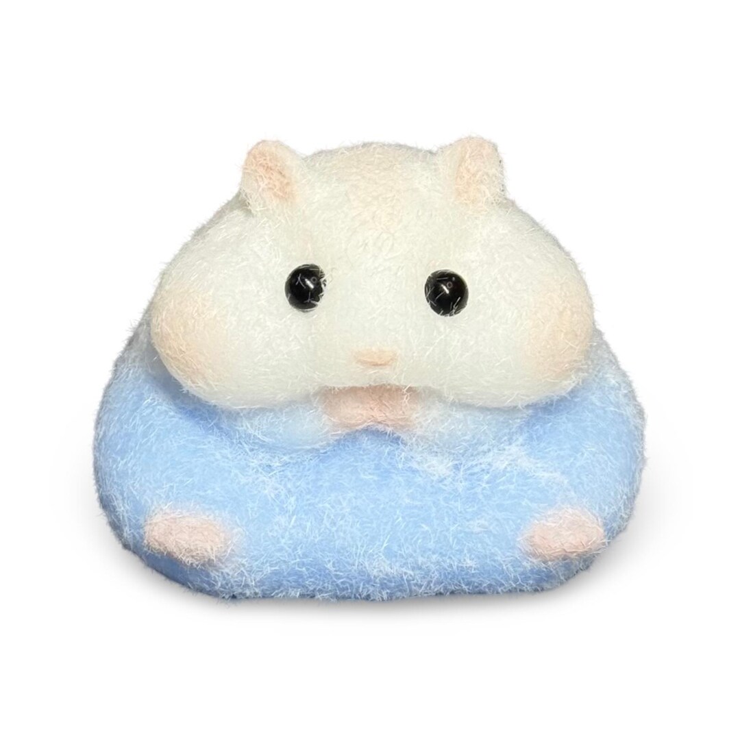 Blue & White Furry Hamster Squishy Large Kawaii Plush Fidget Toy Super ...