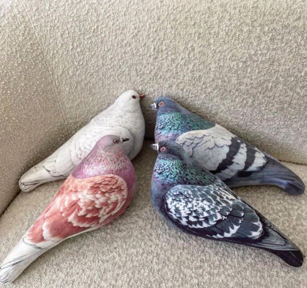 Set of 4 Realistic Pigeons | Handmade Life Size Bird Decor Collection ...