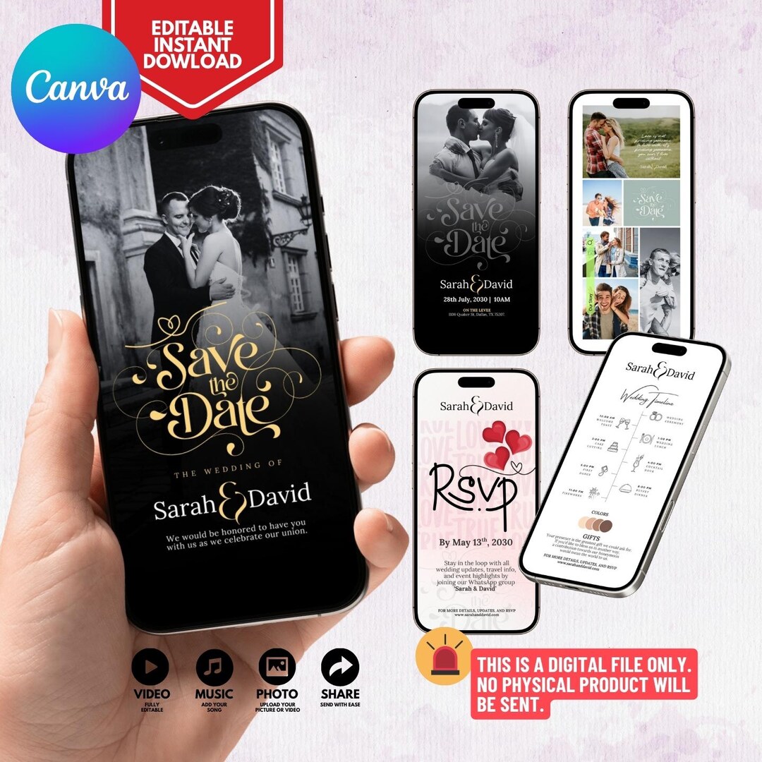 Wedding Invite Video, Animated Wedding Video Template Canva, Wedding ...