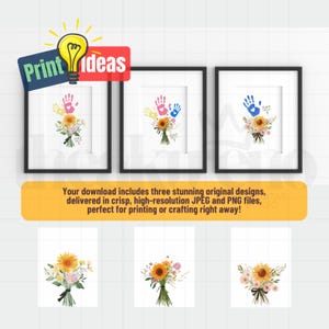 Mother’s Day Handprint Flower Bouquet. Set of 3 Printable Kids Crafts ...