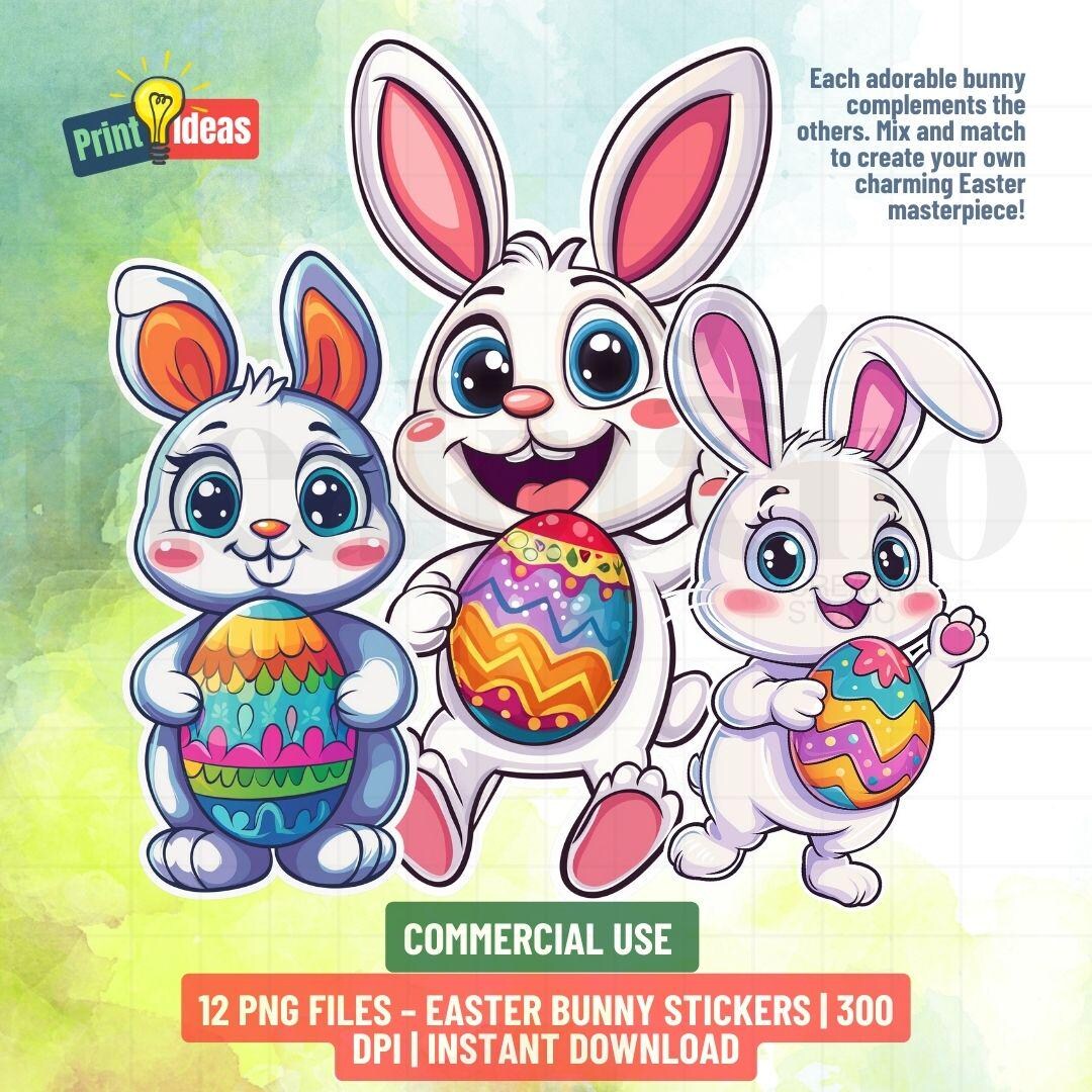 Cute Easter Bunny Clipart Pngs – Cartoon Rabbit for Sublimation ...