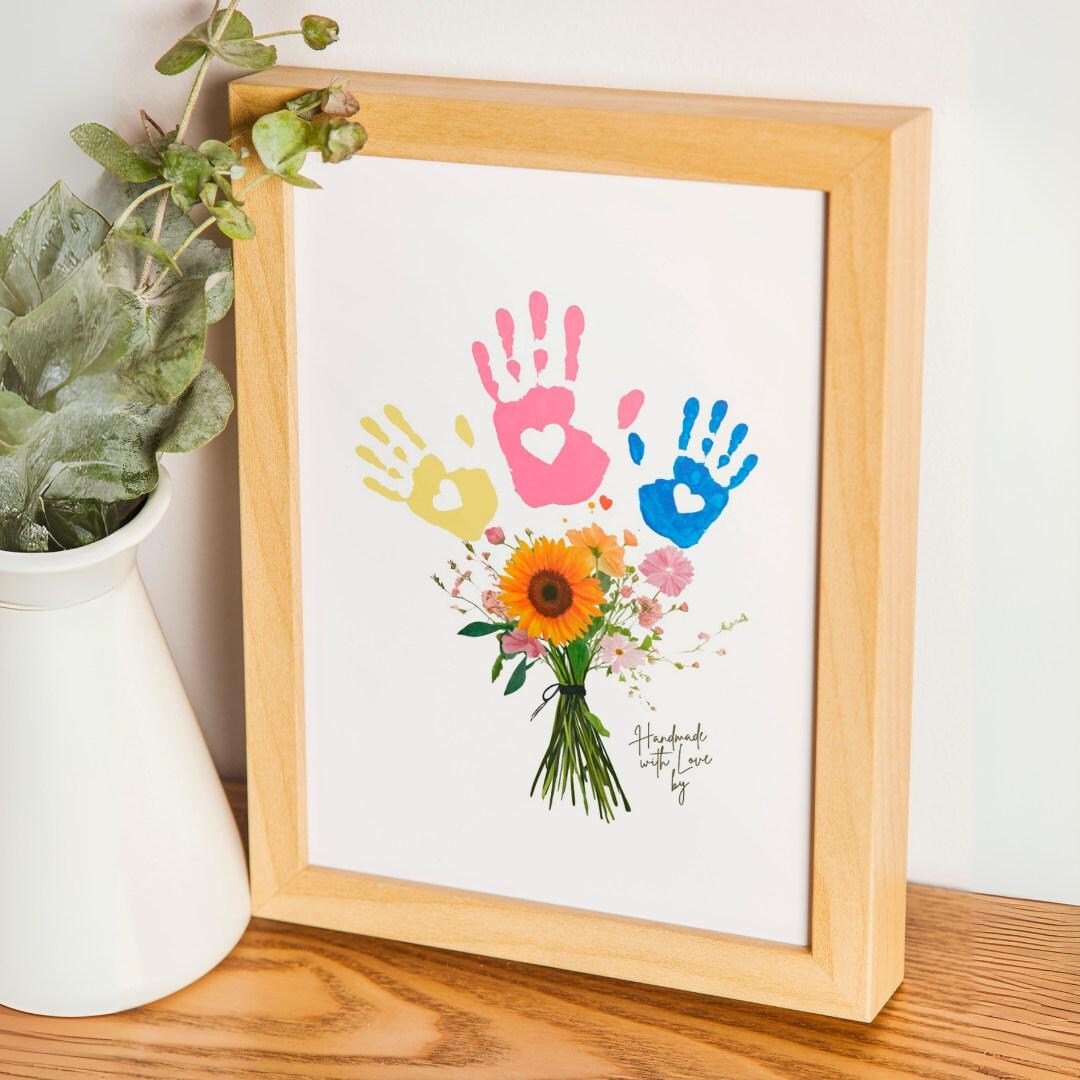 Custom Mother’s Day Handprint Art, Valentine Keepsake, Floral Bouquet ...