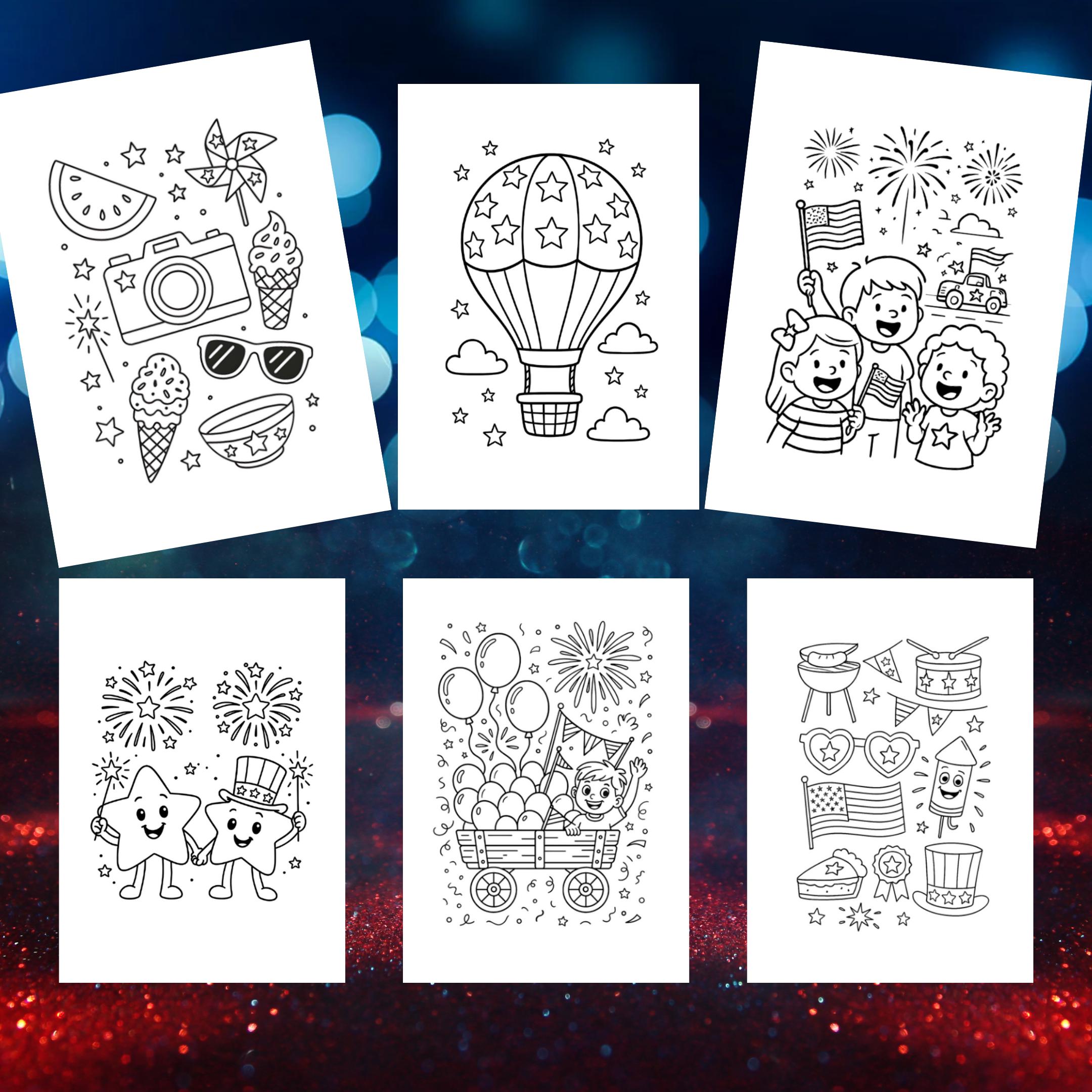 4th of July Coloring Book Pages for Kids, Patriotic Activity Bundle ...