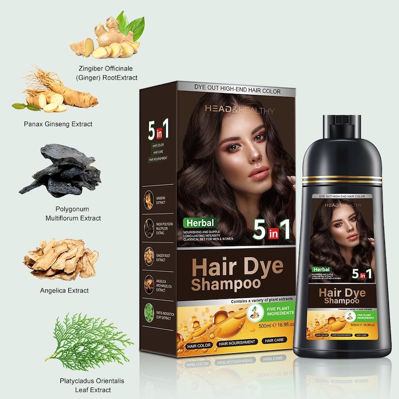 Hair Dye Shampoo, Herbal Shampoo Hair Dye 500ml 4 Colors, Dye Natural ...