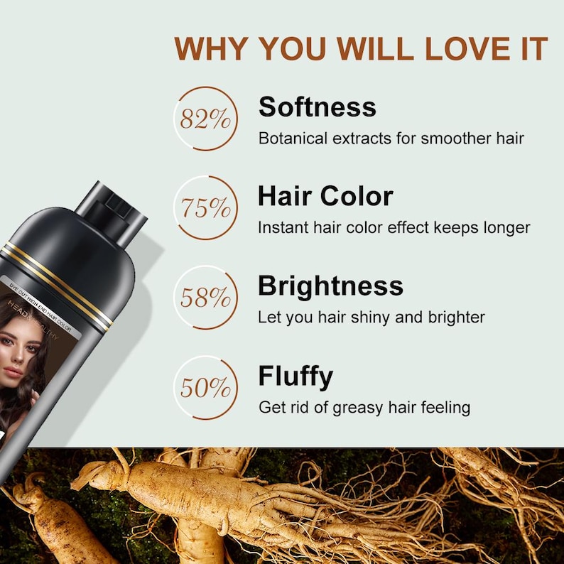 Hair Dye Shampoo, Herbal Shampoo Hair Dye 500ml 4 Colors, Dye Natural ...