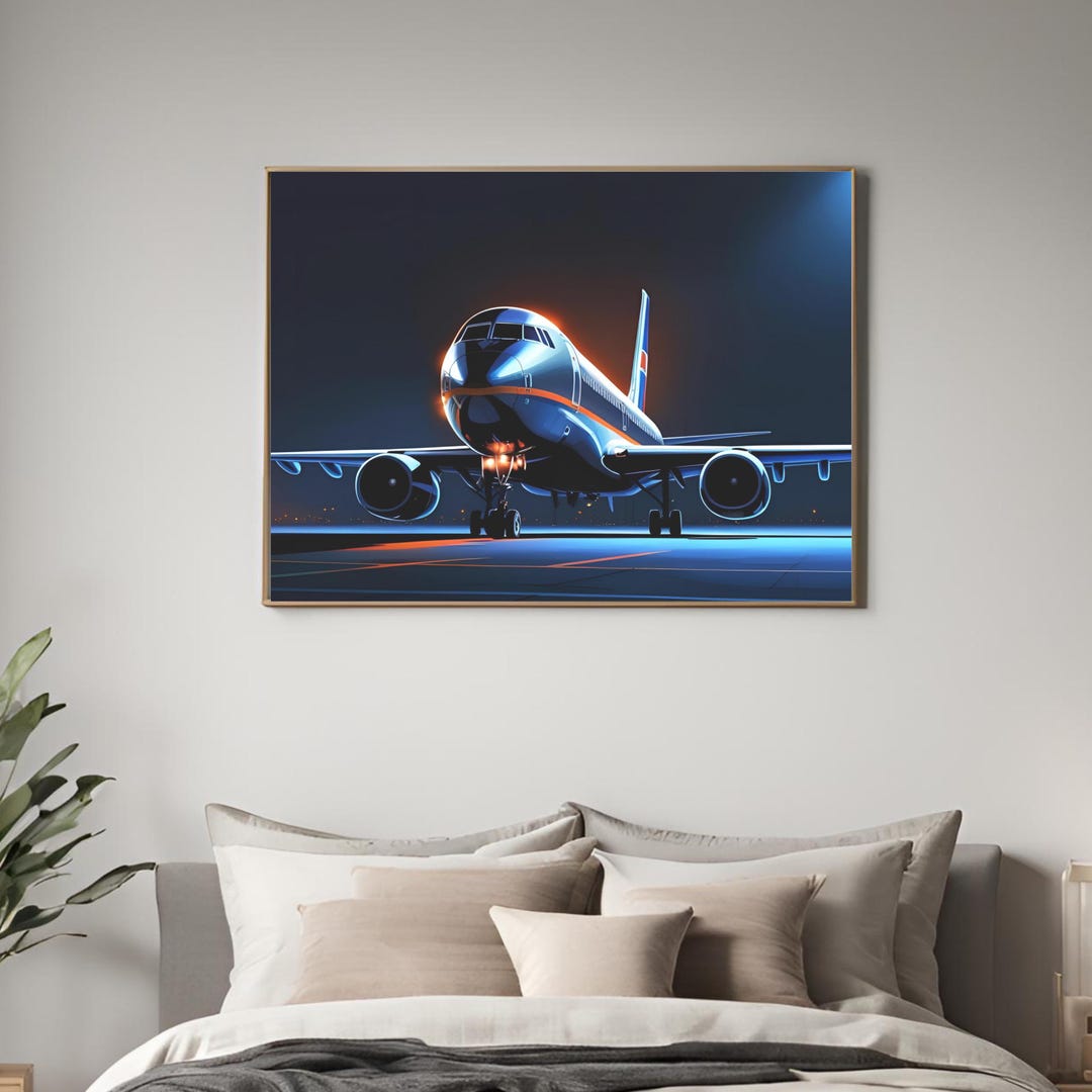 Aviation Canvas Print, Retro Aircraft Wall Art Decor, Airplane Frame ...