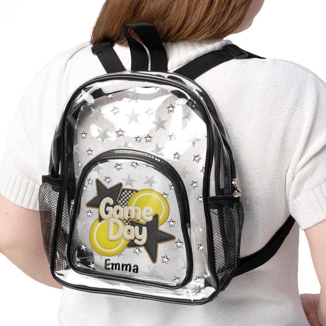 Tennis Game Day Clear Stadium Backpack | Personalized Name Bags | Fans ...