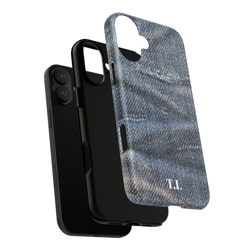 Custom Monogram Denim iPhone Case, Vintage Jeans Magsafe Protective ...