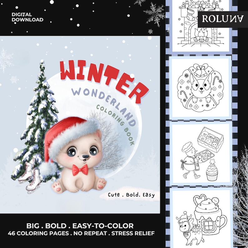 Christmas Coloring Pages: Winter Wonderland Bold and Easy (digital ...