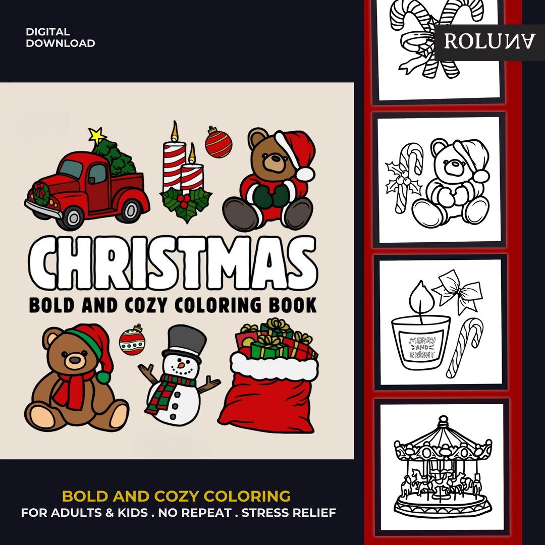 Christmas Coloring Pages: Bold & Cozy Designs (digital Download) - Etsy