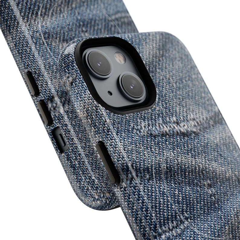 Custom Monogram Denim iPhone Case, Vintage Jeans Magsafe Protective ...
