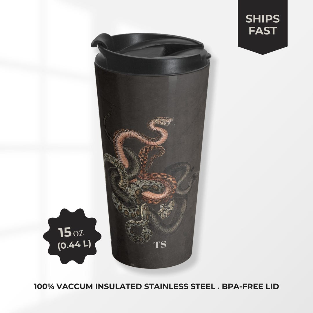Black Snake Travel Mug | Custom Initials, Stainless Steel Tumbler - Etsy