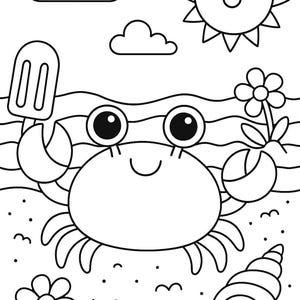 Beach Coloring Pages for Kids — Printable PDF (8.5x11, 4 Sheets, Ink ...