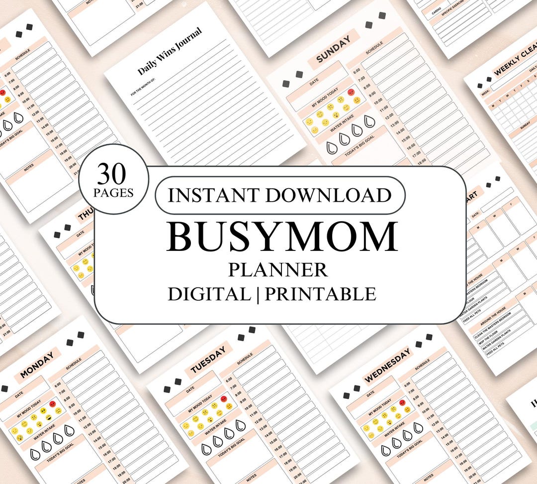 Busy Mom Home Management Printable Planner Busy Mom Planner 2025 ...