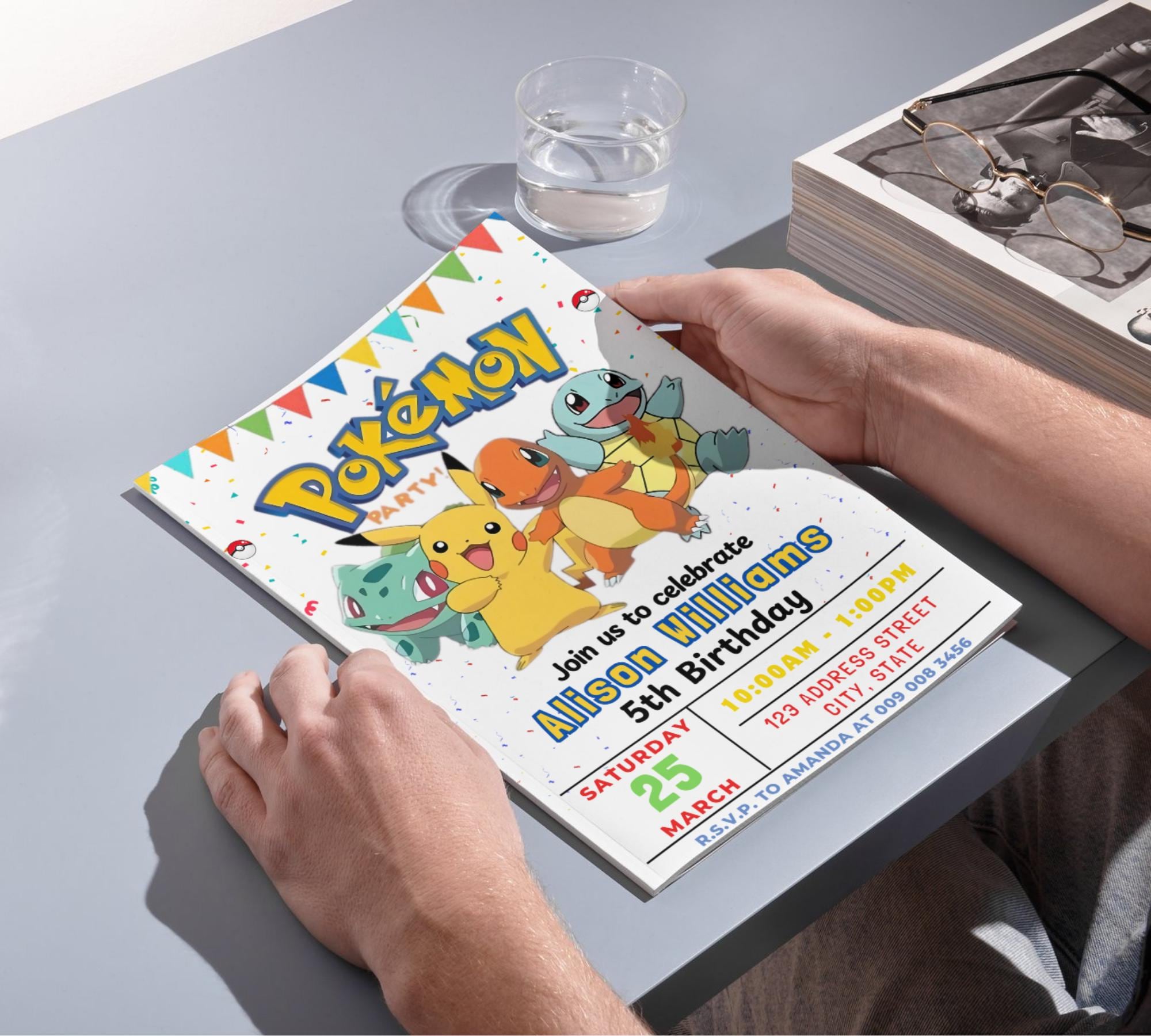 Editable Pokemon Invitation, Pokemon Birthday Invitatio Pokemon ...