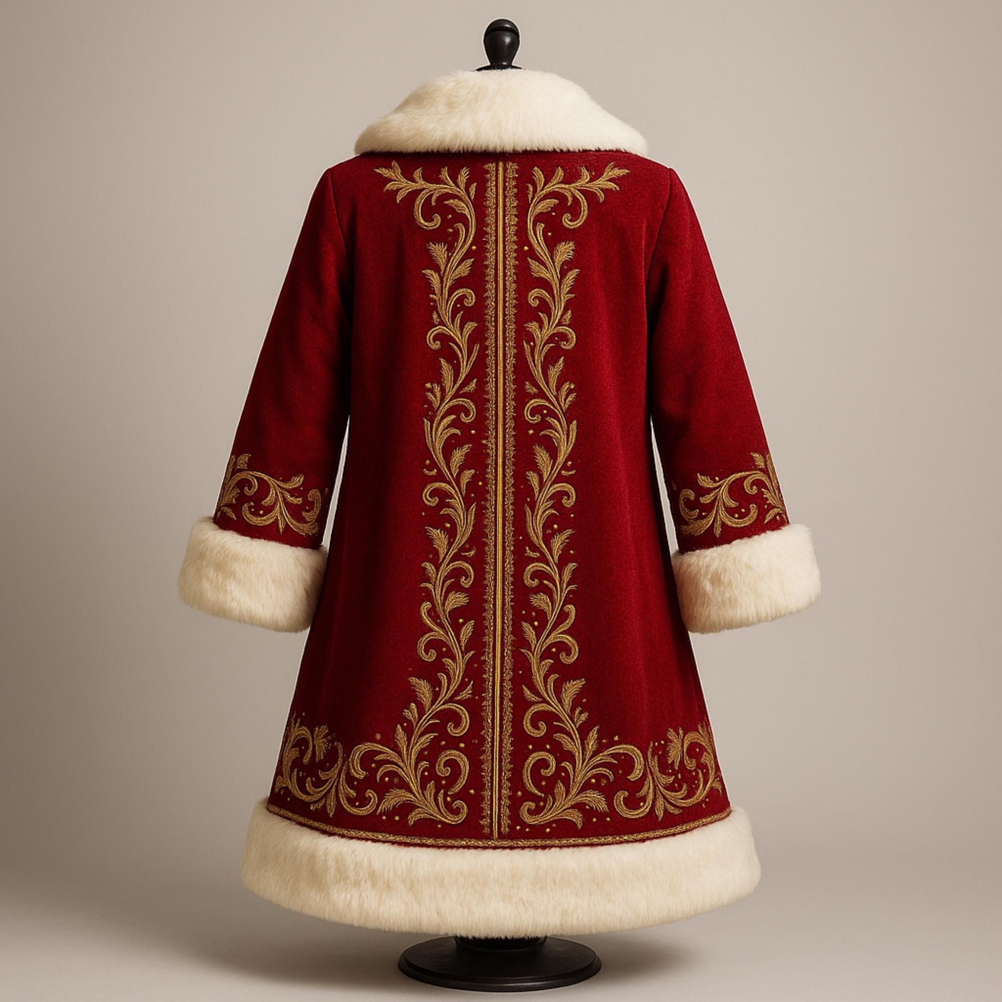 Luxury Santa Claus Coat – Handmade Red Velvet Christmas Robe With Gold ...