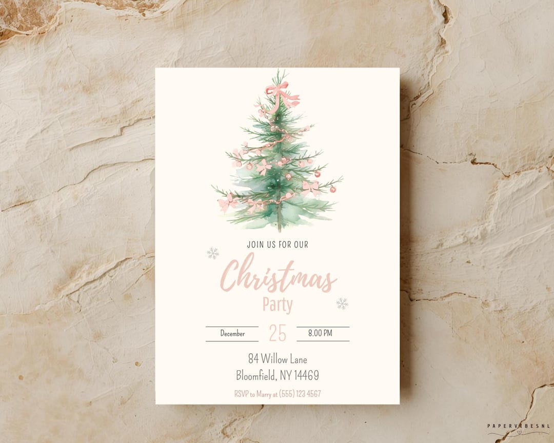 Editable Boho Christmas Party Invite | Minimalist Holiday Canva ...