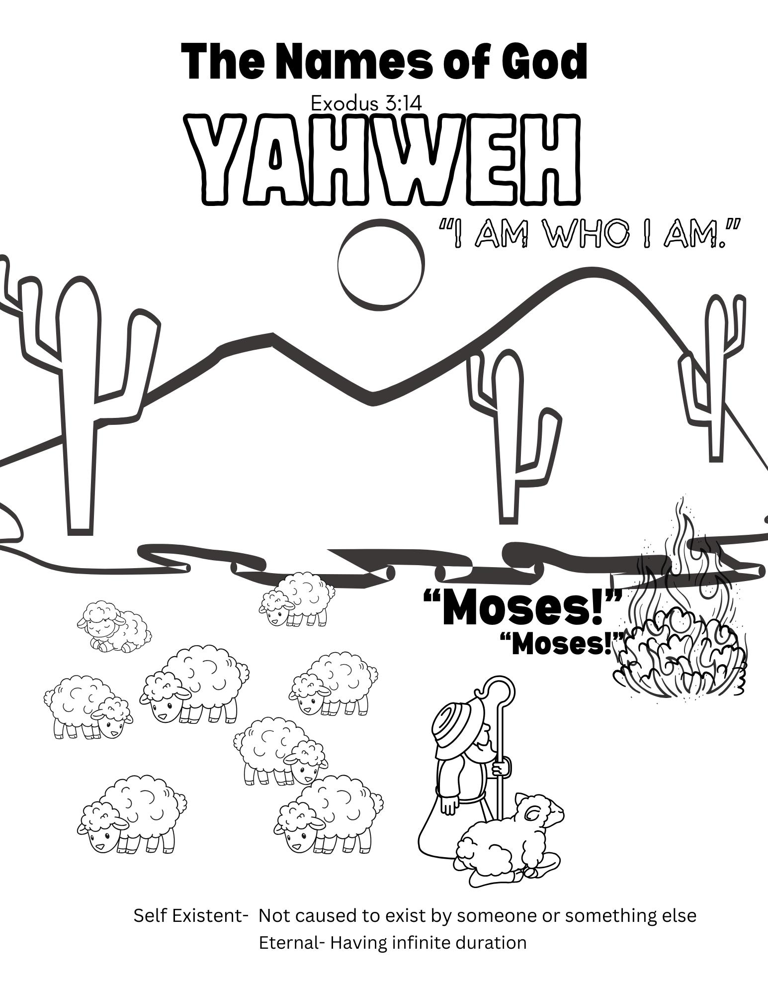 God's Name Coloring Page- Yahweh, Exodus 3:14 - Etsy