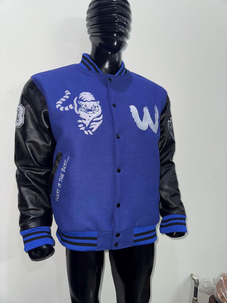 Custom Wool Varsity Jacket, Leather Sleeves, Embroidered Patches - Etsy