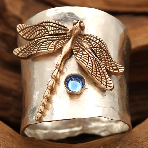 Dragonfly Rings for Women Sterling Silver Ring Wide Band | Etsy