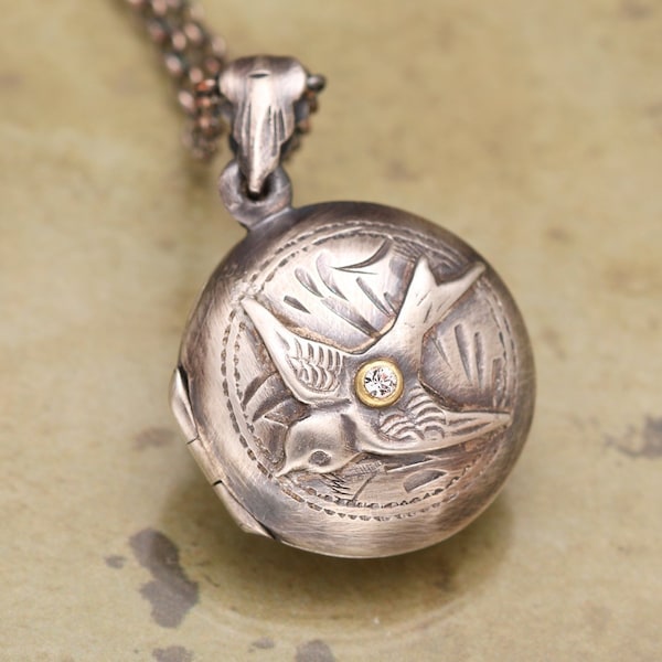 Bird Locket Necklace - Etsy