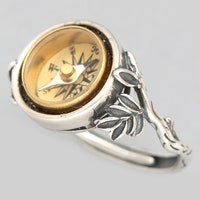 14K Solid Gold Compass Ring, 925 Sterling Silver Compass Ring ...