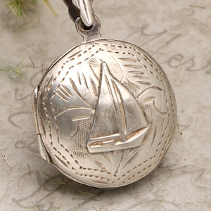 Sterling Silver Sailboat Necklace, Working Compass Locket, Nautical ...