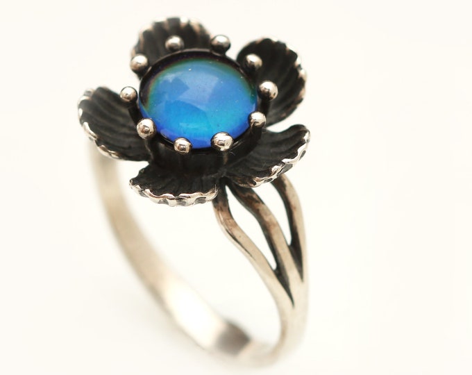 Sterling Silver Mood Ring for Women, Mood Stone Ring, Color Changing ...