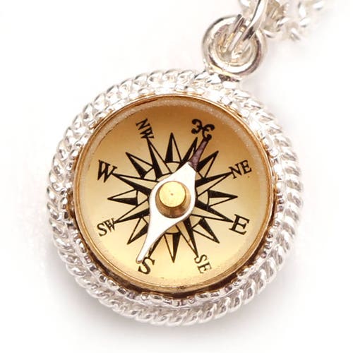 Sterling Silver Compass Pendant Necklace Working Hiking Gifts - Etsy