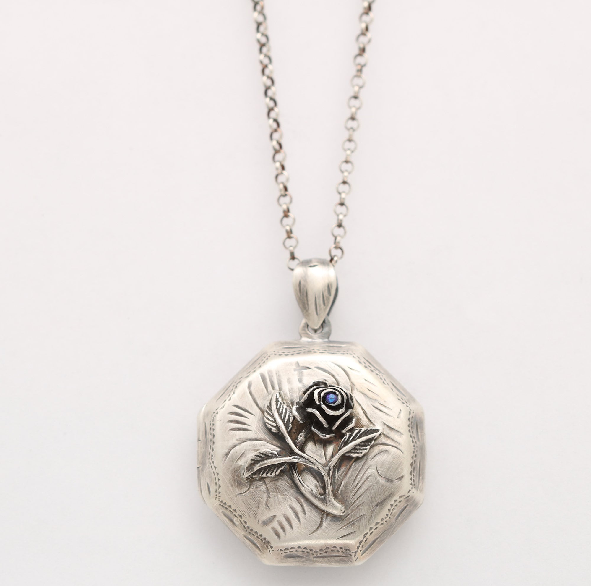 Rose Locket Necklace Sterling Silver Locket Pendant | Etsy