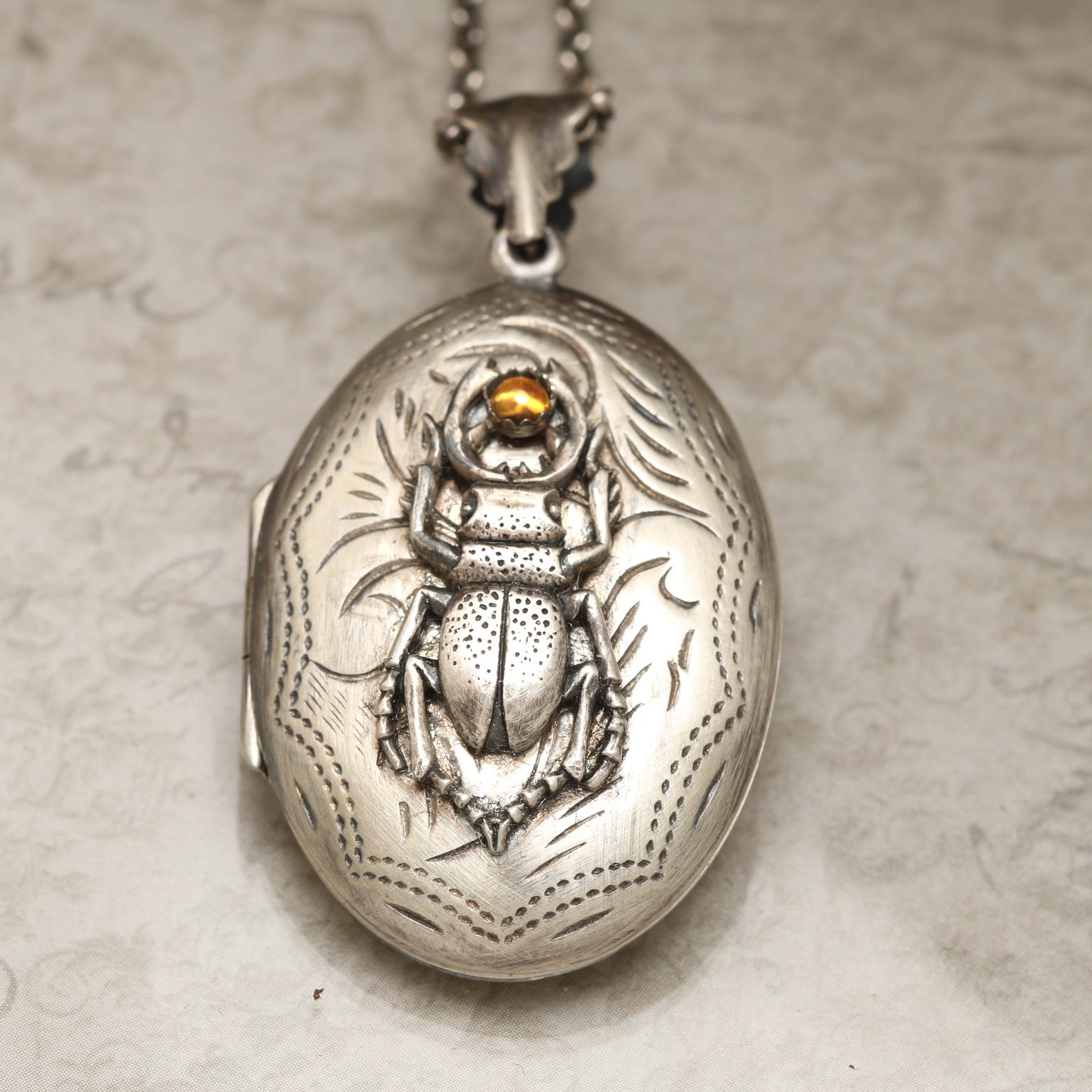 Silver Bug Necklace, Insect Locket, Compass Locket, Locket Sterling ...
